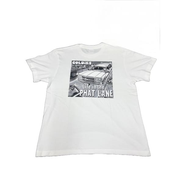 COOLなクルマだけが走れる"PHAT LANE"古くなっても常にCLEANな愛車を保ちましょう。FRONT左胸は、GOLDIES LOGO PRINT.ART WORK by ATELIER 036SIZEL -着丈72CM 身幅55CM...