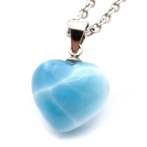 カリブ海を連想させるスカイブルー ドミニカ産ラリマーペンダント金属部分はステンレスを使用しております。ステンレス製のチェーンが付属します。（詳細：長さ45cm 平あずき3mm サージカルステンレス）■サイズ約12 x 13 x 7mm (バ...