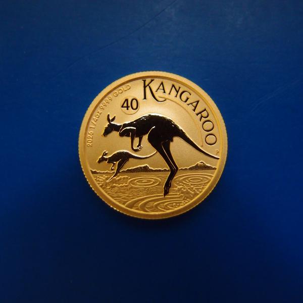 商品名：カンガルー金貨　１/４オンス　発行年：２０２６年発　行：オーストラリア　パース造幣局品　位：９９．９9％　純金重　量：７．７７ｇ（１/４オンス）　サイズ：直径　約20.60ｍｍ  厚み　約2.30ｍｍ状　態：新品未使用品　（ミントオ...