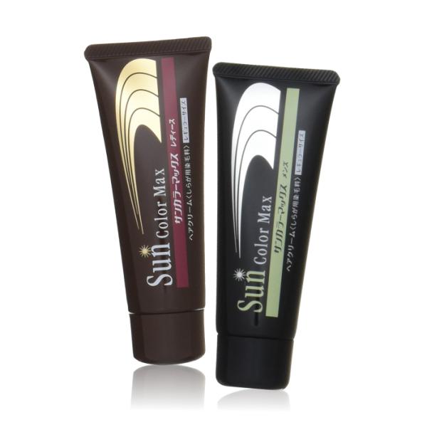 ●頭皮にやさしいサンカラーマックスは合成染料やジアミン系酸化染毛剤は不使用！低刺激なので安心してお使いいただけます。また、髪や頭皮を傷めずトリートメント効果もあります。●衣服を汚さない簡単染毛白髪部分にヘアクリーム感覚でサッとつけるだけ！液...