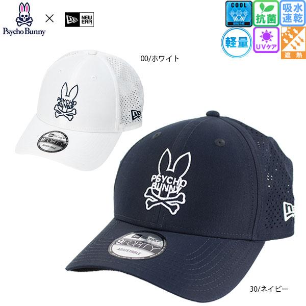 キャップパンチング NEW ERAコラボ!![商品説明]NEWERA x PSYCHO BUNNY コラボアイテム。遮熱、接触冷感、吸水速乾、軽量、UVカット機能を備えたSHELTECH生地を採用したハット。パンチング加工の穴が通気性を確保...