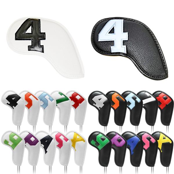 カラフル番手付　PUレザー アイアンカバー10個セットマジックテープ式番手：4/5/6/7/8/9/P/A/S/X内寸サイズ：約120×65mm※入荷時期によりPUレザーの質感が異なる場合がございます。予めご了承ください。※手作業による計測...