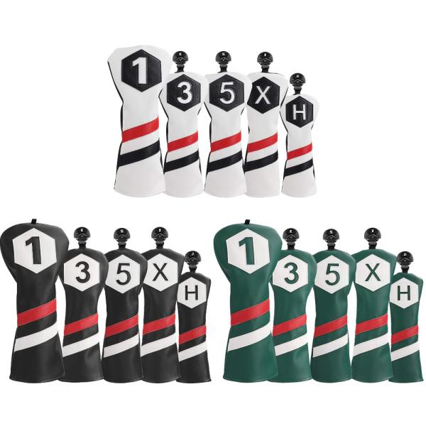 【バラ売】ストライプ柄 ユーティリティーヘッドカバー素材：PUレザー裏材：起毛材サイズ（約）#1：縦350×幅160mm（460cc対応）#3・#5・#X：縦300×幅125mm（番手タグ 3・4・5・7・X）#H：縦230×幅100mm（...