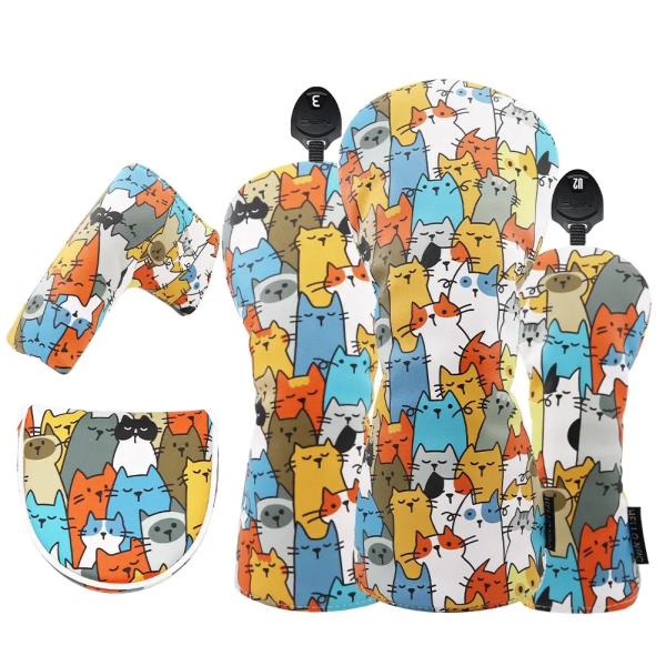 ・配送方法メール便をお選びの場合厚みの関係上、商品を真空圧縮します。【同デザインアイアン用もございます】かわいい猫が大量のデザインが登場！高級感のある防水PUレザーも特徴です。パター用(ピン・マレット)はマグネットタイプです。素材：PUレザ...