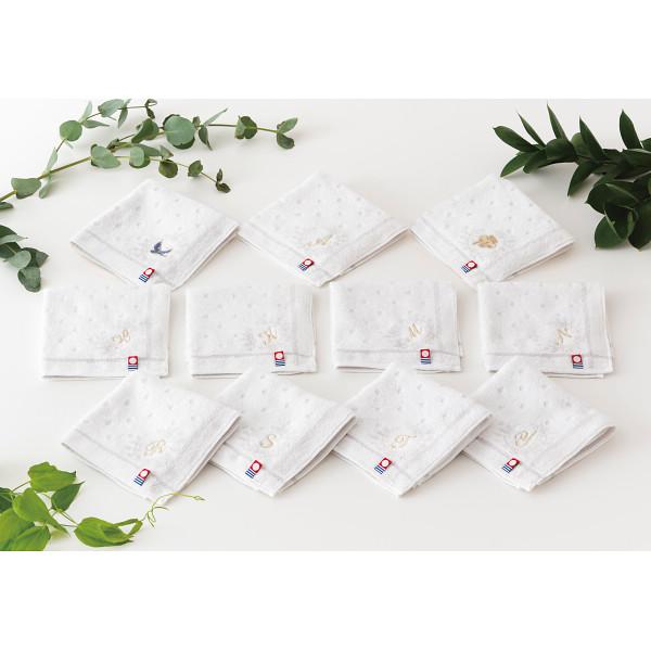 ブライダルやフォーマルなプチギフトにも。上品で光沢のあるイニシャルやラッキーモチーフの刺繍がポイント。特別感を演出するギフト仕様の今治産のタオルハンカチは、男女年齢問わず、幅広い方への贈り物におすすめです。●タオルハンカチ×1枚●綿100％...