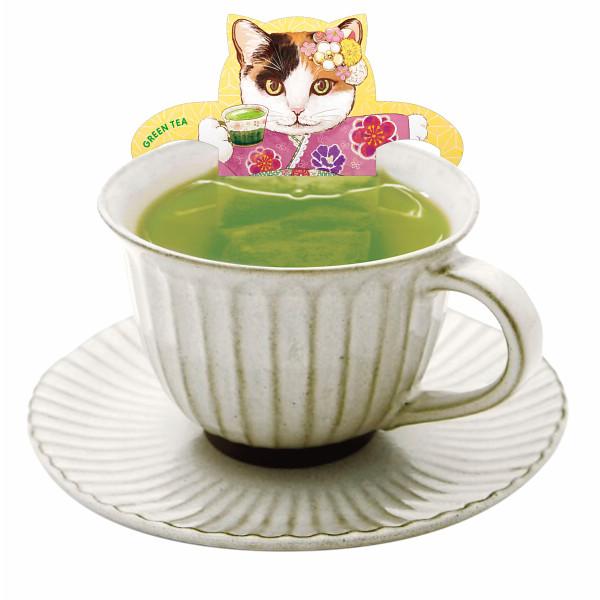 カップの縁に掛けて使用する猫型のティーバッグです。爽やかな香りとクセのない味わいの煎茶は、場面を選ばず楽しんでいただけます。●緑茶（ティーバッグ）1.5ｇ×352139