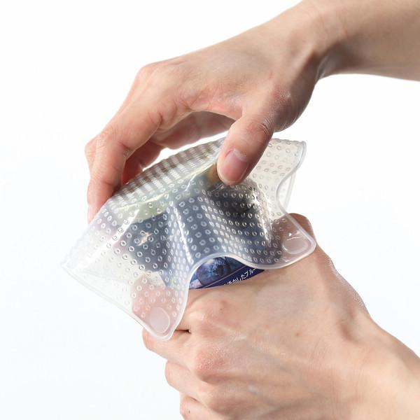 小さな容器にちょうどいい何度も使えるシリコンエコラップ●シリコン●現品約14×14ｃｍ7564