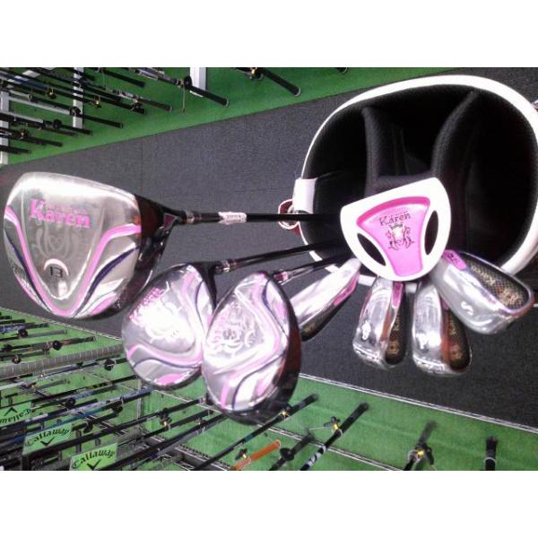 ■商品詳細種別：セットメーカー：その他モデル：Karen Collection　レディスセット定価：0状態：中古【その他コメント】1W、4W、U7　7I、9I、PW、SW　PT　※キャディバック無し塗装はげあり　薄い凹み傷あり