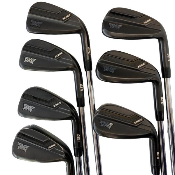 中古　Cランク　ＰＸＧ　ＰＸＧ　ＰＸＧ　０２１１ＸＣＯＲ２（ブラック）　　８Ｓ（実本数：７本セット）　アイアンセット　純正特注シャフト 　フレックスＲ ロフト角:21.00
