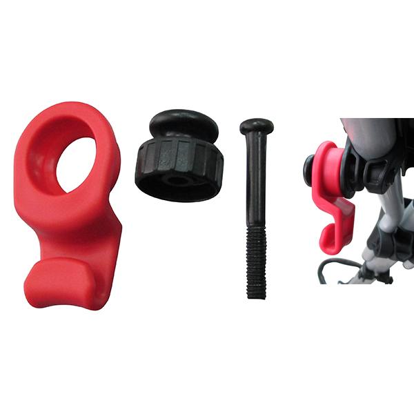 【取り付け方法】クリックギアカートに付いている黒いホルダ類取り付け部のネジとワッシャーをプラスドライバーで取り外して、そこに本品を噛ませ、付属の長いネジとワッシャーで固定する。●対応カート:クリックギア全品●素材:プラスティック系樹脂●重さ...