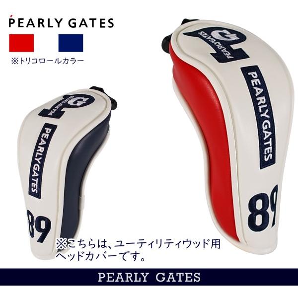 □名称：パーリーゲイツ 定番スマイル-25 ユーティリティ用ヘッドカバー【正規品】□素材：合成皮革(ポリウレタン系)□カラー：トリコロール□仕様：ユーティリティ用※ダイヤル回転式番手表示：３・４・５・７・X 付属。※挿入口はリブニット仕様。...