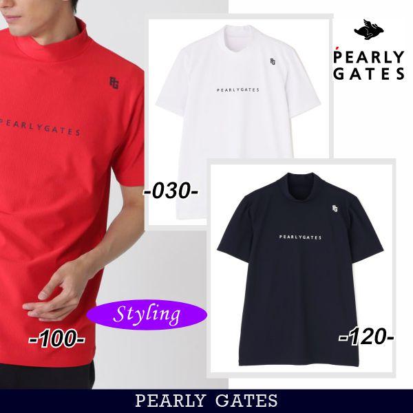 □名称：パーリーゲイツメンズ半袖モックシャツ【正規品】□カラー：ホワイト030・ダークネイビー120・レッド100□素材：ポリエステル82%・ポリウレタン18%□サイズ４(M・チェスト90〜96・身長168〜176）５(L・チェスト94〜1...