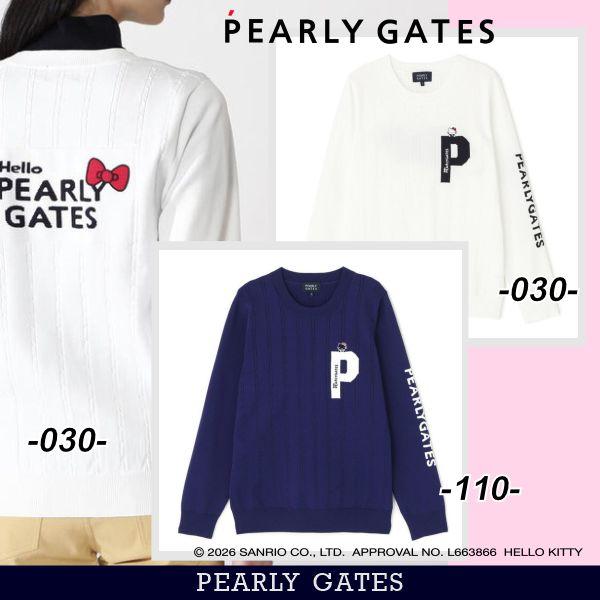 □名称：Hello Kitty×PEARLY GATES レディスクルーネックニットプルオーバー【正規品】□カラー：ホワイト030・ブルー110□素材：ポリエステル100%□サイズ１（M・バスト82〜86・身長158〜166）２（L・バスト...