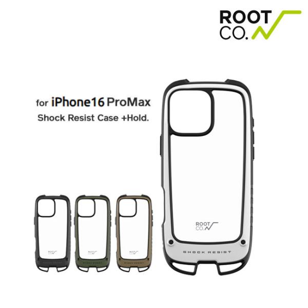 ROOT CO. □商品詳細■MODEL：【iPhone16ProMax専用】GRAVITY Shock Resist Case +Hold.SIZE：約184×88×15MMPRICE：4,950円（税込）COLOR：ブラック/ホワイト/...