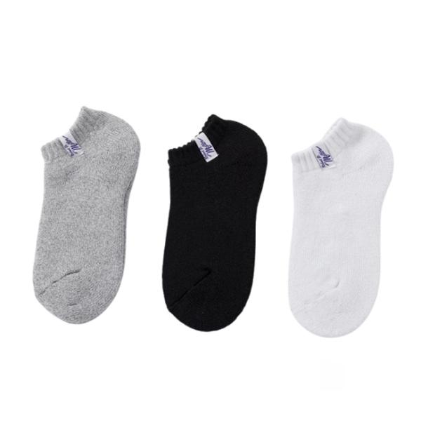 Robert P. Miller□商品詳細■MODEL：3P Ankle length socks 25-27cm (310C)■素材：ポリエステル・綿・ポリウレタン■カラー：ホワイト・グレー・ブラック 各1足■サイズ：25-27cm-厚地...