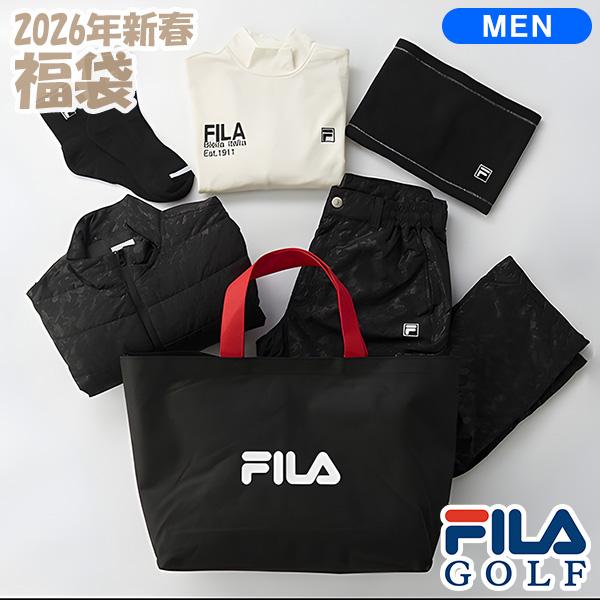 品名：フィラ ゴルフ メンズ FILA 2026年新春福袋 ブラックセット 785100内容：(1)中綿ブルゾン(2)中綿パンツ(3)モックネックシャツ(4)ネックウォーマー(5)ソックス(6)ロゴ入りトートバッグに入れてお届けします。原産...