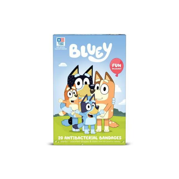 ブルーイのバンデージ/絆創膏をロサンゼルスで確保。大小2サイズの細長い絆創膏が10枚と四角い絆創膏10枚の合計20枚入り。ASO社製　MADE IN U.S.A.　日本国内未発売　Bluey 20 Count Bandagesディズニー+/...