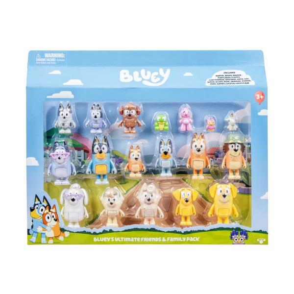 アメリカのターゲット限定で販売のブルーイ フレンズ＆ファミリー フィギュア 18体セット。ブルーイ、ビンゴ、パパ、ママ、ラッキー、ラッキーのパパ、ジュドー、ソックス、マフィン、おじいちゃん、ナナ、ドリーン、ウエンディ、ダギー、フロッピー、カ...