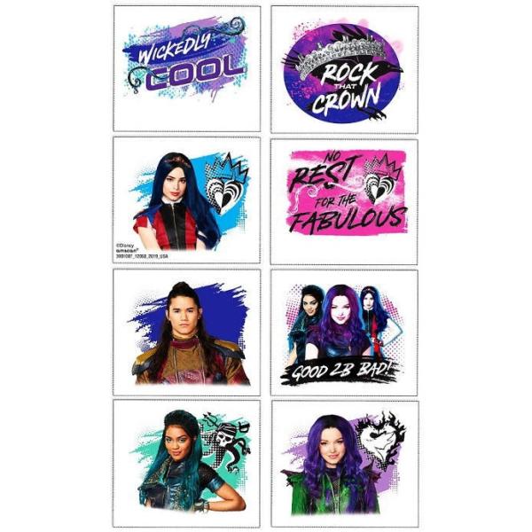 ディズニーチャンネル オリジナル・ムービーディセンダント3 のタトゥー・シール8枚セット。サイズ 約4.5×3.5cm (一枚あたり)　正規ライセンス品アクセサリー/ダヴ・キャメロン/マル/イヴィ