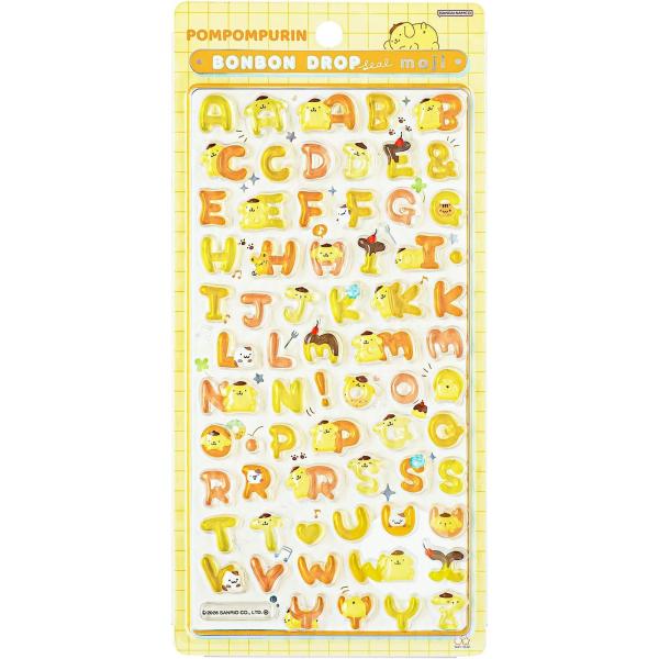 新品の商品となります。正規品です。こちらの商品は仕入れ値高騰の為、プレミアム価格での販売となります。人気のボンボンドロップシール 文字シリーズポムポムプリンまるでレジンみたいにぷっくりつやつやな立体感の「ボンボンドロップシール」です。表情ま...