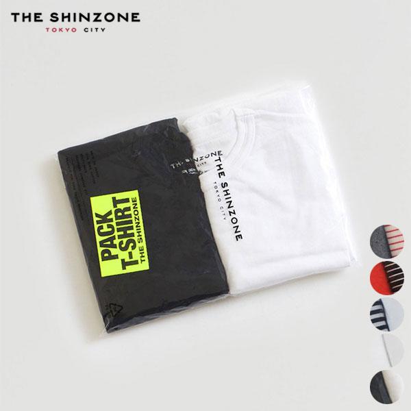 シンゾーン SHINZONE パック Tシャツ 20SMSCU66 PACK TEE 2点セット トップス レディース シンプル カジュアル トラッド 半袖 無地 クルーネック コットン 日本製 マルチ ボーダー ホワイト ネイビー レッド...