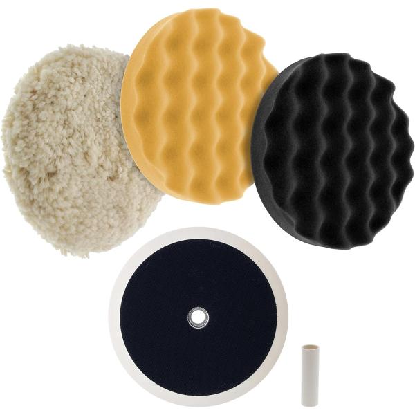 商品名TCP Global 3パッドバフ研磨と研磨キット 3-8インチパッド付き ワッフルフォーム2枚 ウールグリップパッド1枚 5/8インチねじ付きポリッシャーグリップバッキングプレートTCP Global Complete 3 Pad ...