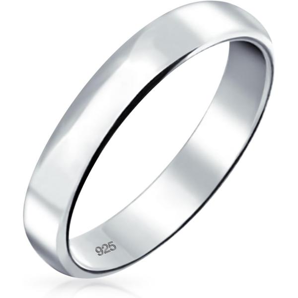 商品名[Bling Jewelry] ミニマリスト平野シンプルな.925スターリングシルバードームカップル結婚指輪リング男性4MMのための女性用Bling Jewelry Minimalist Plain Simple .925 Sterl...