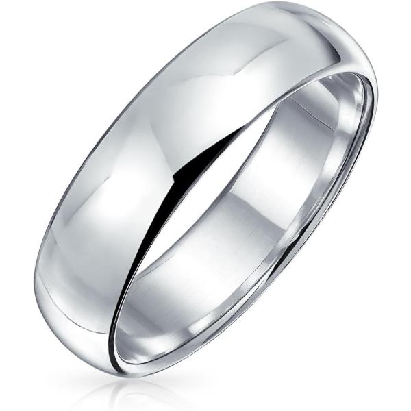商品名[Bling Jewelry] ミニマリスト平野シンプルな.925スターリングシルバードームカップル結婚指輪は、男性のための女性のための5MMのBling Jewelry Minimalist Plain Simple .925 St...