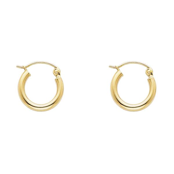 商品名: 14K イエローゴールド 厚さ2mm ヒンジフープイヤリング - 10種類のサイズ展開 14k REAL Yellow Gold 2mm Thickness Hinged Hoop Earrings (13 x 13 mm)ブラン...