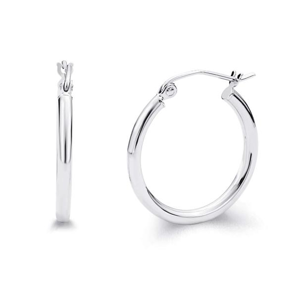 商品名: 14kホワイトゴールド 厚さ2mm フープピアス 14k REAL White Gold 2mm Thickness Hinged Hoop Earrings (20 x 20 mm)ブランド: The World Jewelry...