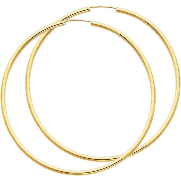 商品名14Kイエローゴールド 厚さ2mm エンドレスフープピアス 9種類のサイズ14k REAL Yellow Gold 2mm Thickness Endless Hoop Earrings (65 x 65 mm)ブランド：The Wo...