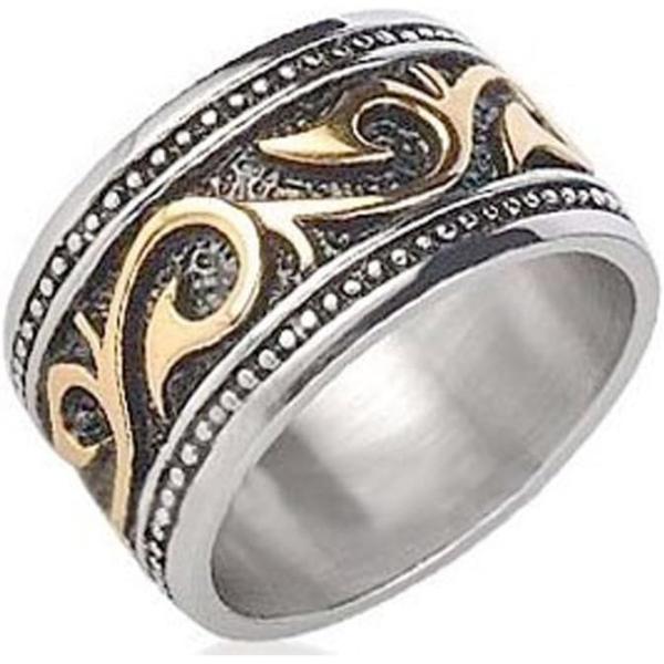 商品名14 Kゴールドメッキステンレス鋼ケルト部族リングfor MenC&amp;D Jewelry Tribal Ring for Men Stainless Steel Ring with 14K Gold IP - Rings for...