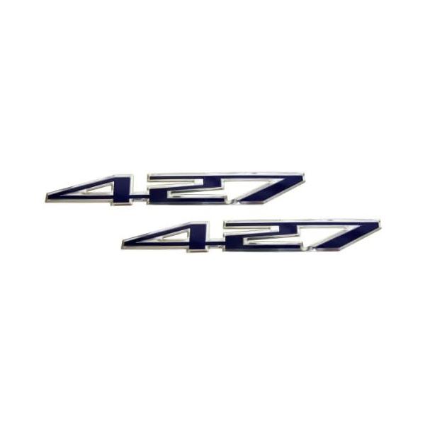 商品名2 x (Pair / Set of 2) Blue 427 CI Cubic Inch Real Highly Polished Aluminum Engine Hood Emblem Badge for Chevy Chevrol...