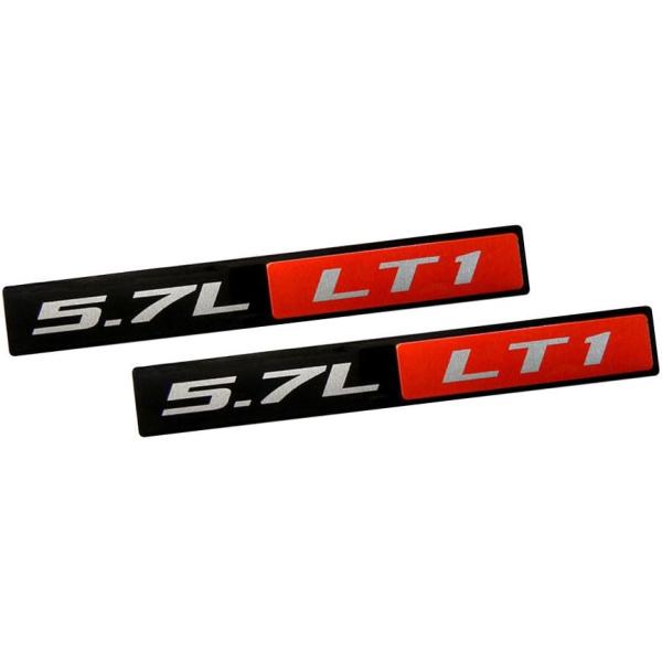商品名2 x (Pair / Set) Red Black 5.7L Liter LT1 Real Aluminum Engine Hood Emblem Badge Nameplate for GM General Motors Perf...