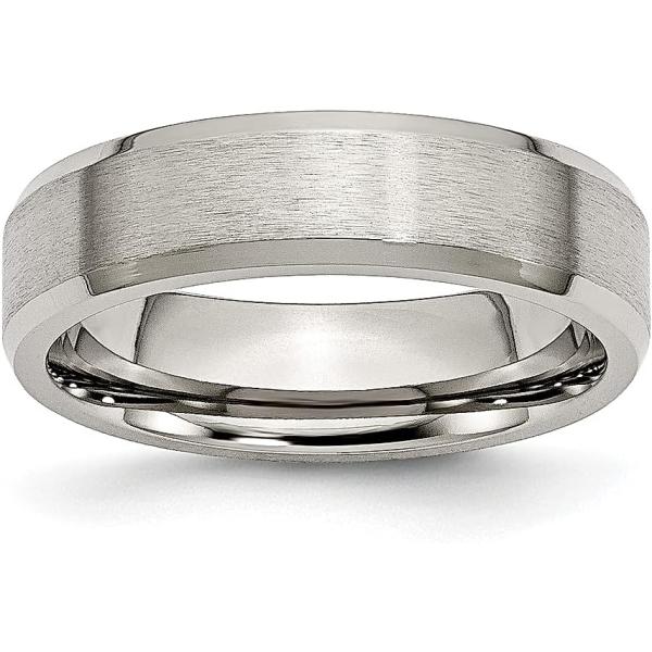 商品名ICE CARATS チタン ベベルエッジ 6mm ブラッシュドウェディングリングバンド クラシック フラット エッジ付き ファッションジュエリー 女性へのギフトにICE CARATS Titanium 6mm Edge Weddin...