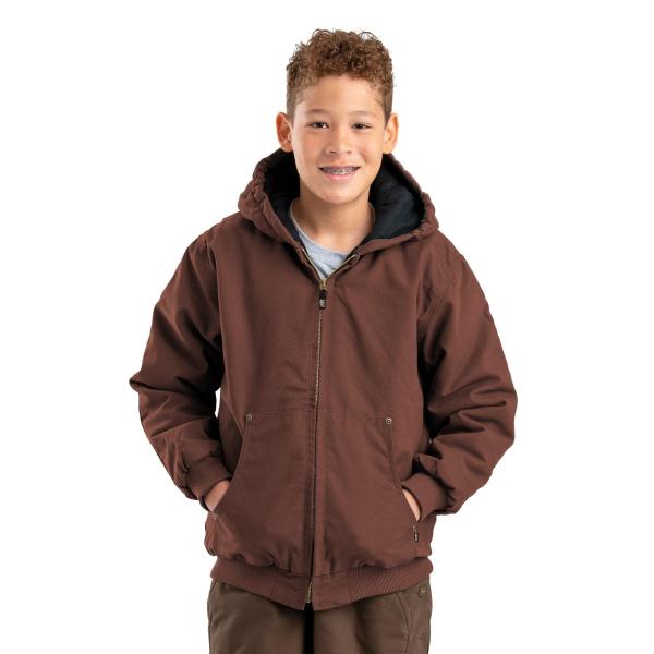 商品名: Berne Boys ' Washed sherpa-linedフード付きジャケット???bhj52rnyr US サイズ: S カラー: ブラウン Berne Youth Softstone Duck Hooded Jacket...