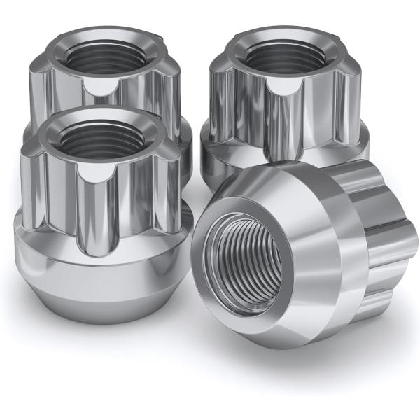 商品名ホワイトナイト41900 14mm x 1.50スレッドサイズオープンエンドドングリホイールロック、クローム、4パックWhite Knight M14x1.5 Lug Nuts - Locking Lug Nuts with Lug ...