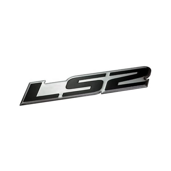 商品名LS2 Embossed BLACK on Highly Polished Silver Real Aluminum Auto Emblem Badge Nameplate for GM General Motors Performa...