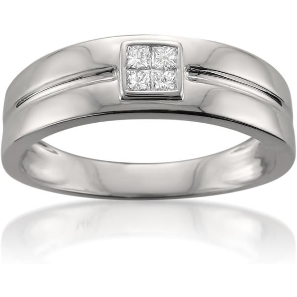 商品名La4ve Diamonds 1/4 Carat Diamond, Invisible-Set 14kt White Gold Princess-cut Diamond Men's Wedding Band Ring (I-J, I1...