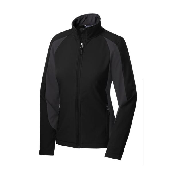 商品名: Sport - Tek lst970レディースカラーブロックソフトシェルジャケット US サイズ: S カラー: ブラック SPORT-TEK Women's Water-Soft Shell Jacket, Black/Iron...