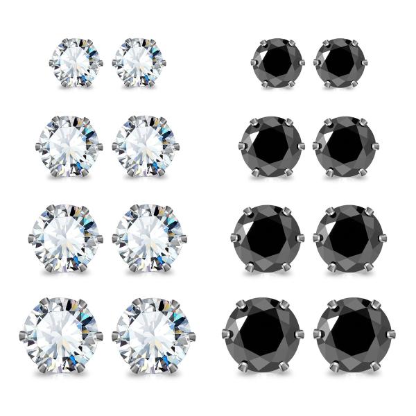 商品名: JewelrieShop ピアス セット ステンレススチール 円形 ボール スタッド キュービックジルコニア スタッズ フェイク パール ピアス セット JewelrieShop Earrings for Women Studs ...