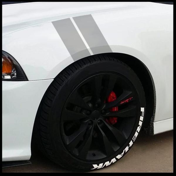 商品名フェンダーストライプハッシュマーク ビニールデカール ユニバーサル 車トラック用ステッカー レーシングストライプ 7""x20"" シルバー 397Sticker Connection | Fender Stripes Hash Ma...