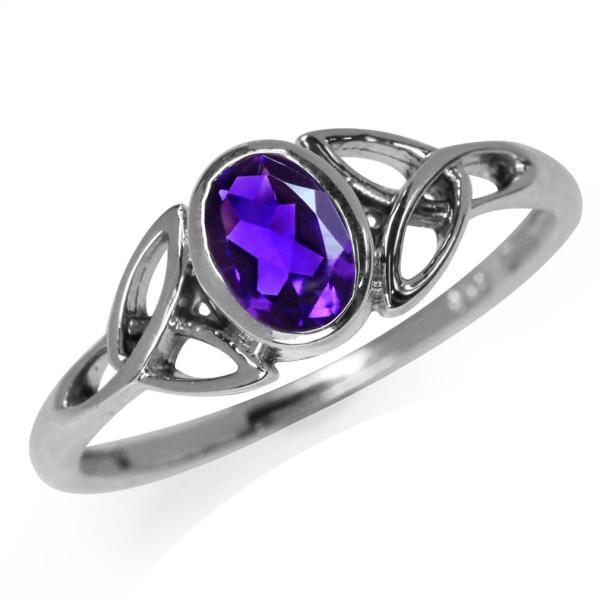 商品名: 自然Africanアメジスト925スターリングシルバーTriquetraケルトノットリング Silvershake Natural African Amethyst White Gold Plated 925 Sterling S...
