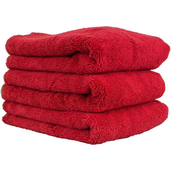 商品名Chemical Guys MIC99703 16インチ x 24インチ ふわふわミラクルスープラマイクロファイバータオル レッド/グリーントリム (3パック)Chemical Guys MIC99703 Red 24"" x 16"...