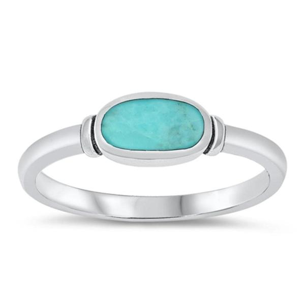 商品名: Sac Silver 色を選べる - ノットリング スターリングシルバー オーバルリング Women's Simple Simulated Turquoise Unique Ring New .925 Sterling Silve...