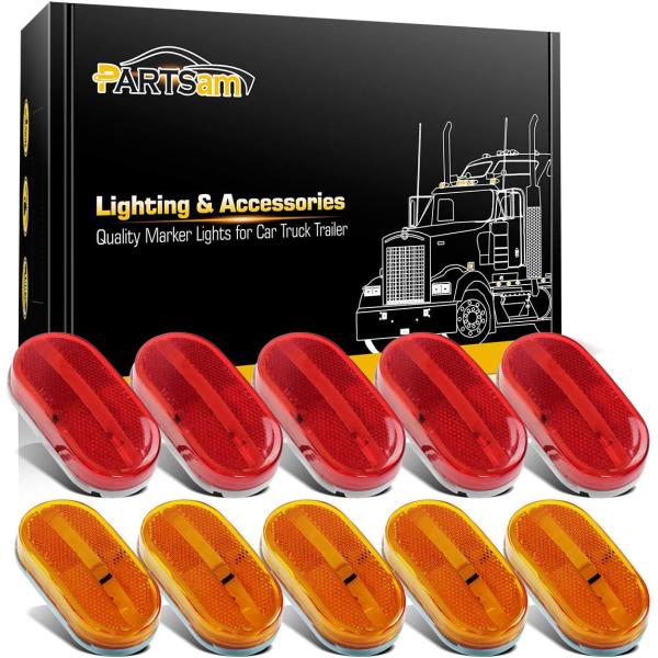 商品名Partsam 10Pcs 4 Inch Trailer RV Rectangular 6 Led Side Marker Clearance Lights w/Reflex Lens [DOT Certified] Surface ...