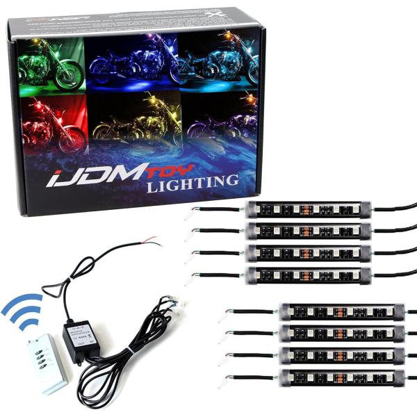 商品名iJDMTOY 8pcs RGB Multi-Color LED Motorcycle Ground Effect Underbody Accent Lighting Kit w/Remoteブランド：iJDMTOY商品サイズ：高さ：...