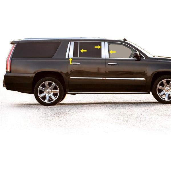 商品名米国製 2015-2020 キャデラック エスカレード ESV (長いバージョン) 8PC ステンレススチール クローム ピラーポストトリムMade in USA! Compatible with 2015-2020 Cadillac...