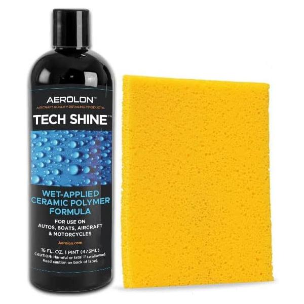商品名テックシャイン 16オンスボトル パッド付き 濡らした状態で塗るコーティング剤5分で塗れる 車の表面の艶出し&amp;amp;保護用Aerolon Tech Shine: Ceramic Coating for Cars, Car W...