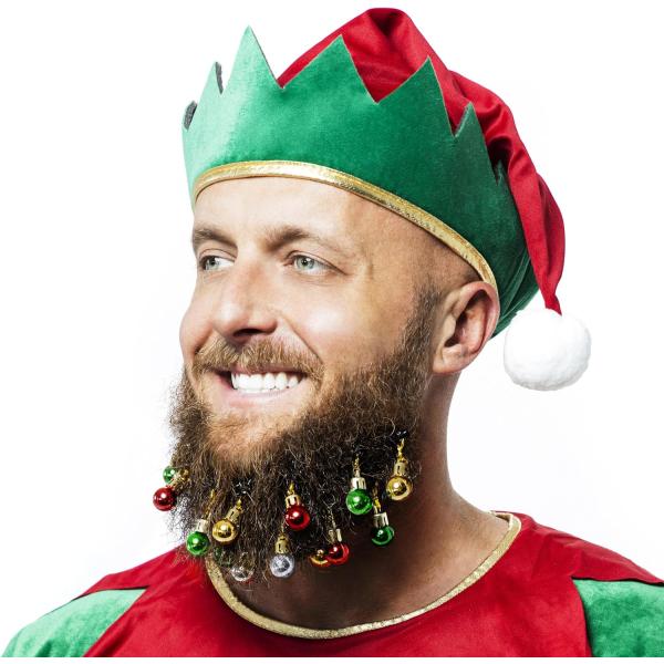 商品名BEARDAMENTS ひげ飾り - オリジナル 12ピース カラフル クリスマス フェイシャル ヘアつまらないもの ホリデースピリットの男性 ミニ口ひげ もみあげに簡単に取り付け お祭り レッド グリーン ゴールド シルバー ミック...